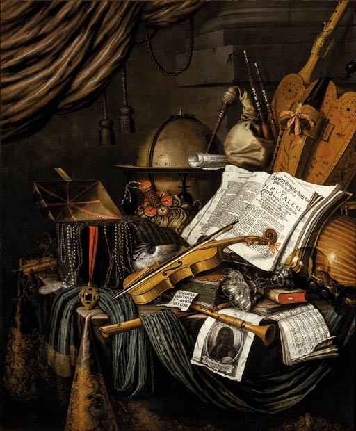 Edwaert Collier | A Vanitas Still Life: A Globe, a Casket of Jewels and ...