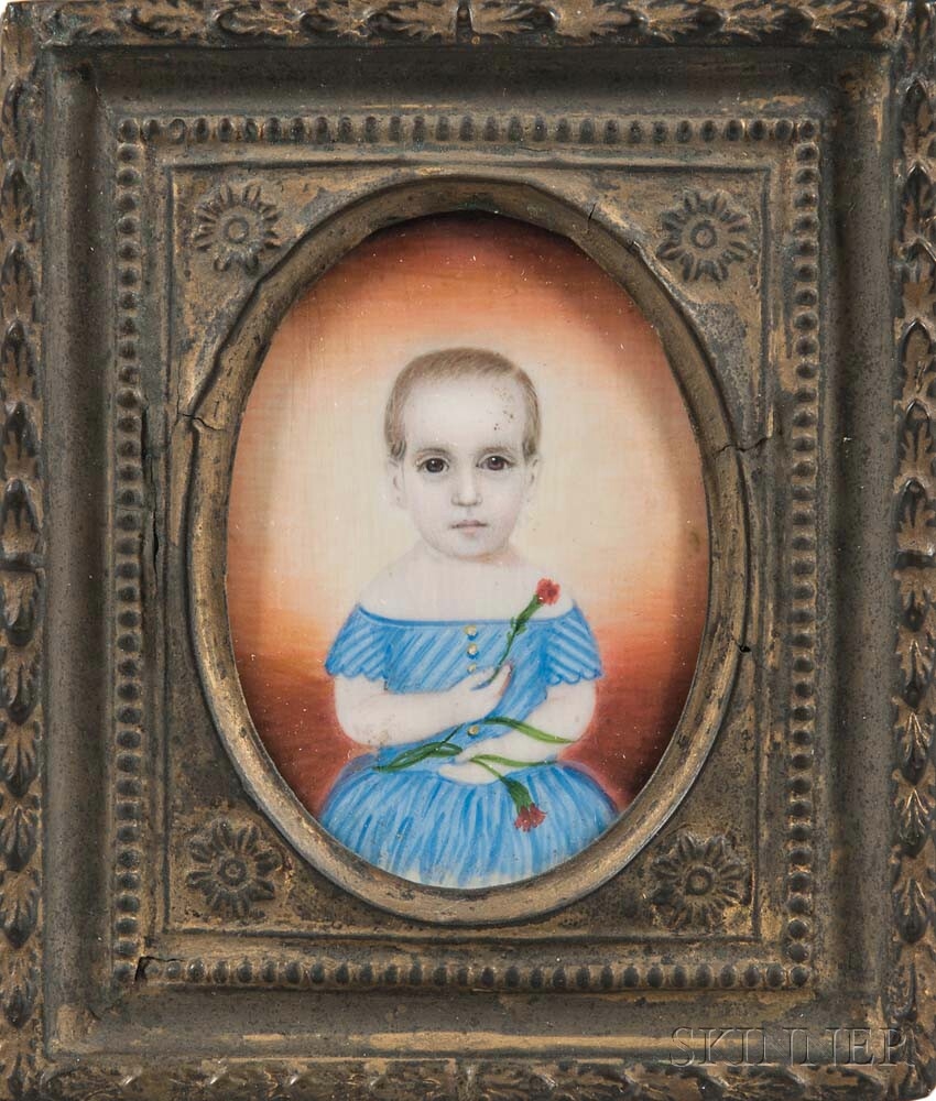 Mrs. Moses B. Russell | Miniature Portrait of a Young Girl in a Blue ...