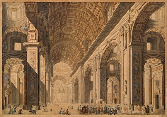 Francesco Panini | Innenansicht von St. Peter in Rom mit päpstlicher ...