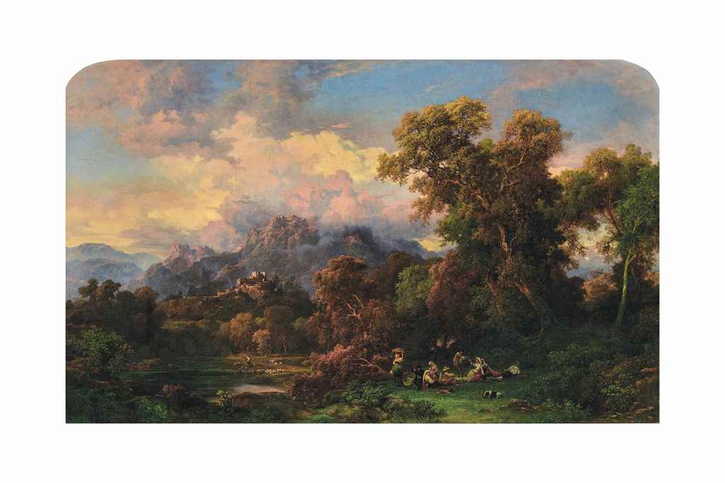 Alessandro Castelli | A fortified town in the Roman countryside (1857 ...