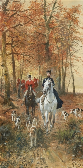 Georg Koch | Hunting Scene in Autumn (1897) | MutualArt