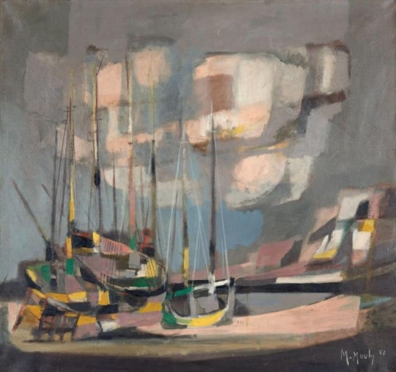 Marcel Mouly | Bateaux sur la plage (1956) | MutualArt