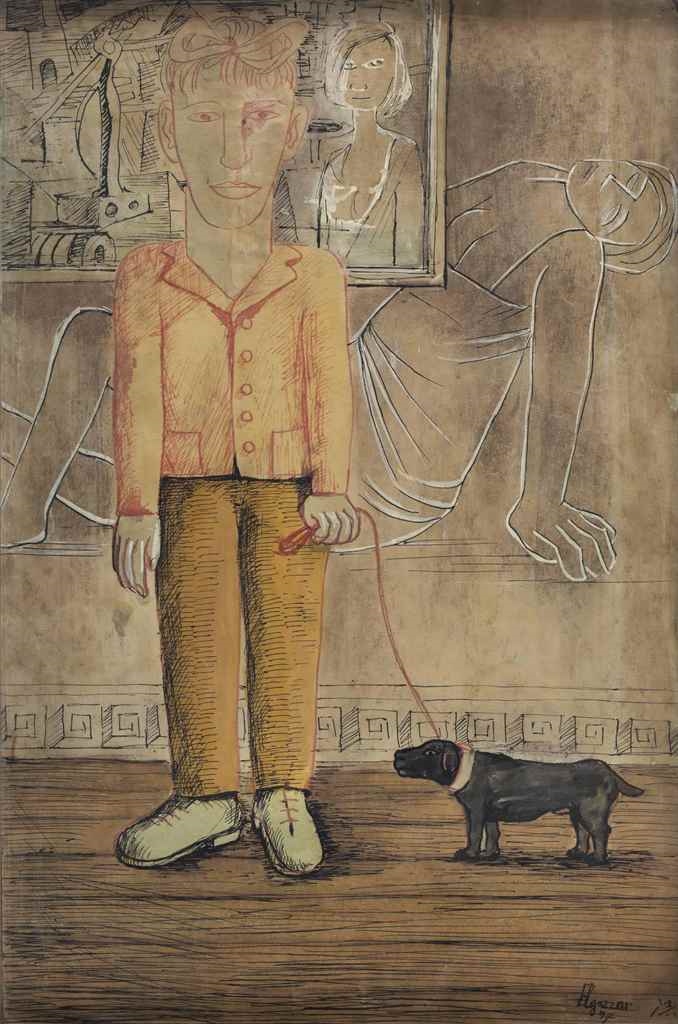 Abdul Hadi El-Gazzar | A Boy with a Dog (1957) | MutualArt