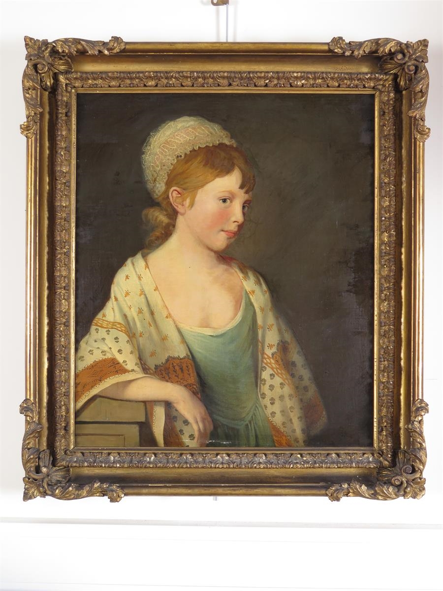 Katherine Read | Portrait of a Girl Half Length Standing Leaning on a ...