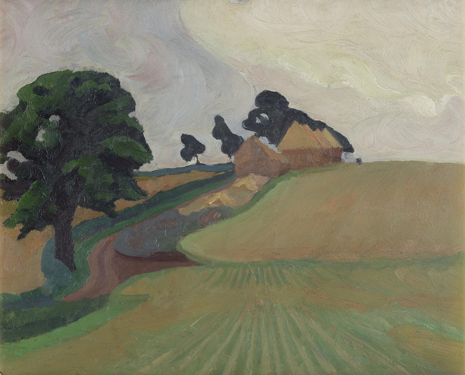 Ruth Everard-Haden | Field and haystacks (1922 - 1924) | MutualArt
