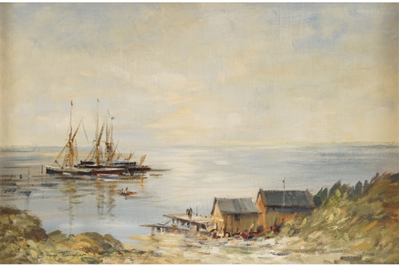 Ivan Taylor | Thames Barges Near Burrermans Bay (Circa 1990) | MutualArt