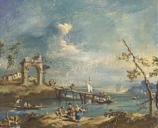 Giacomo Guardi | Capricci of islands on the Laguna with classical ruins ...