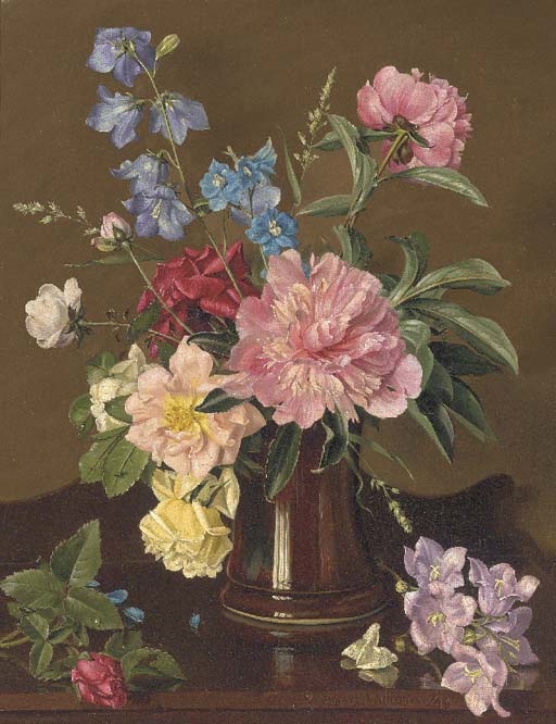 Albert Williams | Roses and other summer flowers in a vase on a ...