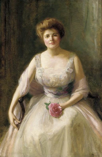 Richard Field Maynard | Portrait of a Lady with a Pink Rose (1918 ...