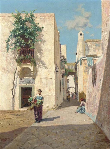 Augusto Corelli | A sunny street in Capri | MutualArt