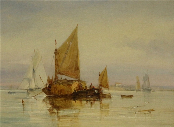George William Crawford Chambers | Hay Barges in the Thames Estuary ...