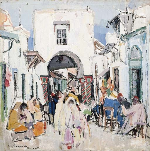 Leon Gaspard | Street Scene, Tunis (1935) | MutualArt