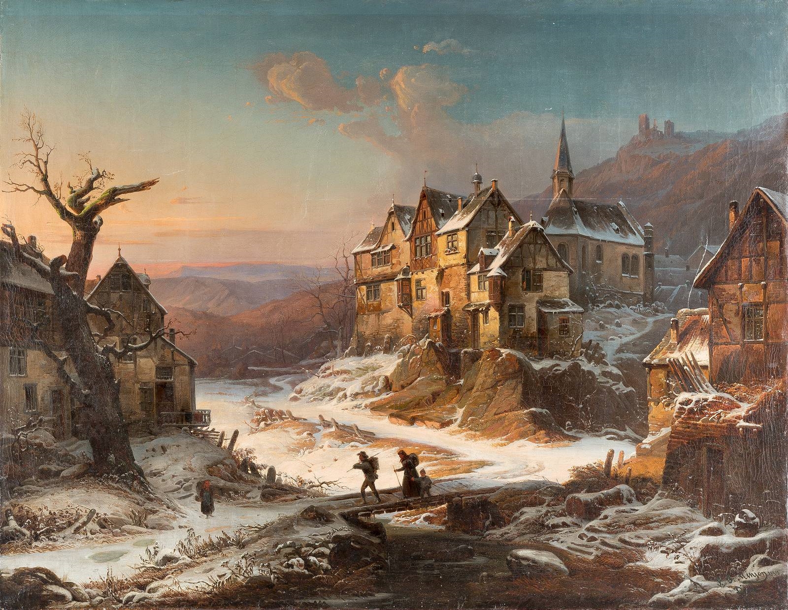 Peter Joseph Minjon | WINTERLICHES DORF (1854) | MutualArt