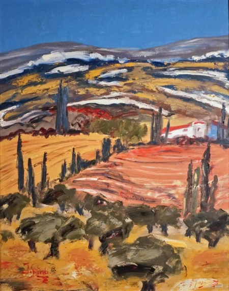 Jean Sardi | OLIVIERS ET ALLÉE DE CYPRÈS EN PROVENCE | MutualArt