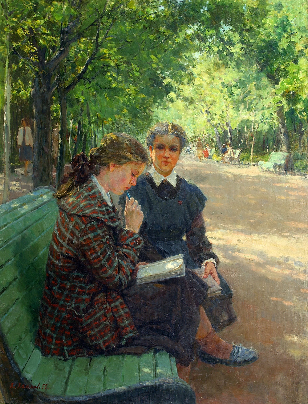 Iakov Markovich Khaimov | On a bench (1958) | MutualArt