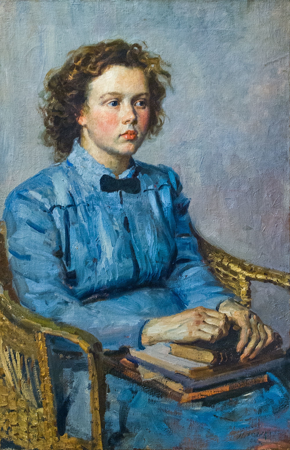 Albert Stepanovitch Papikian | Portrait of a girl in a blue dress (1956 ...