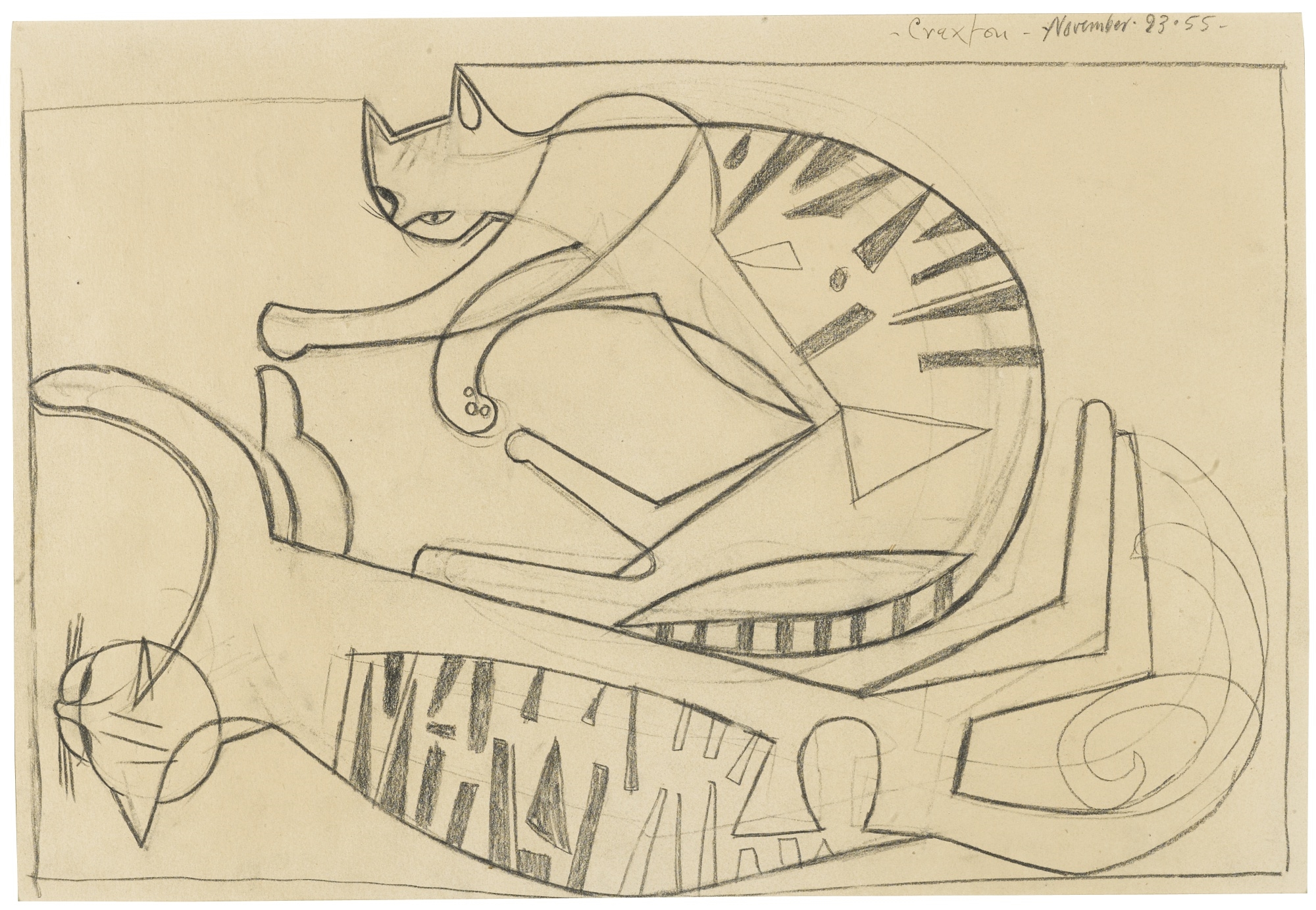 John Craxton | CATS PLAYING (1955) | MutualArt