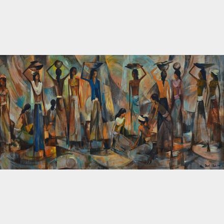 Han Snel | Market Scene (1975) | MutualArt