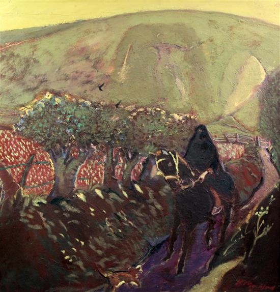 Harold Mockford | Yellow moon over South Downs Way (1999) | MutualArt