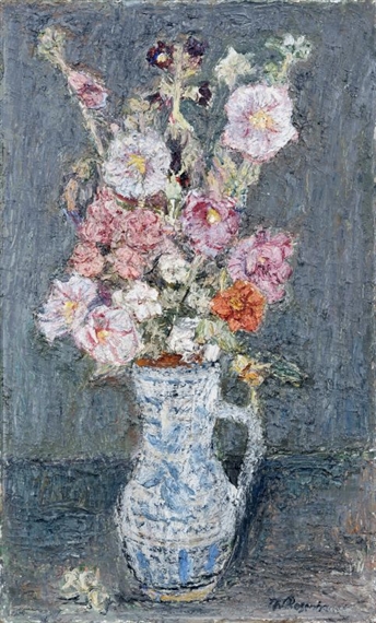 Theodor Rosenhauer | Stillleben mit Malven in blauweiß gemustertem Krug ...