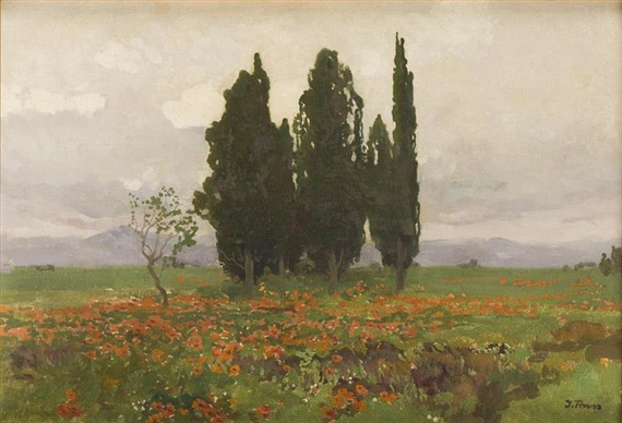 Iwan Trusz | Italian Landscape with Cypresses | MutualArt