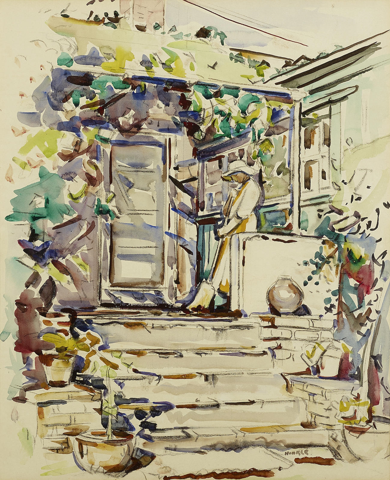 Clarence Hinkle | On the Porch, Green Lane (1935) | MutualArt