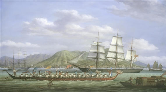 Louis Dodd | A view of the Hong Kong roads showing Dragon Boats racing ...