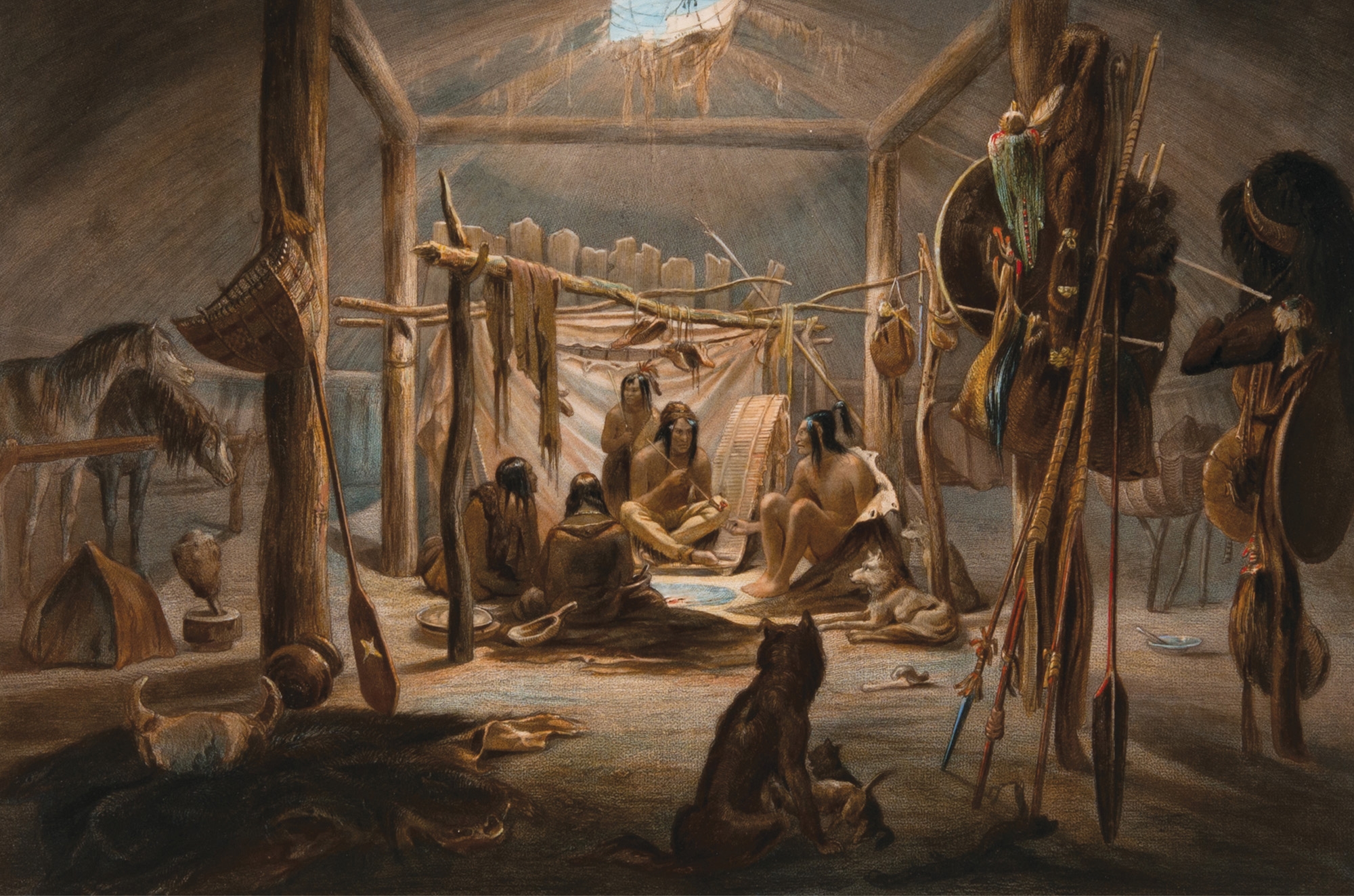 Karl Bodmer | Interior of a Hut of a Mandan Chief | MutualArt