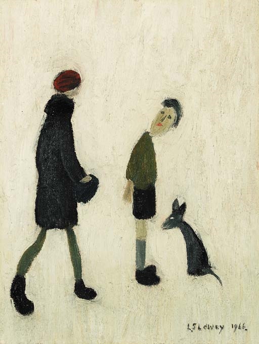 Laurence Stephen Lowry | Figures with a Dog (1957) | MutualArt