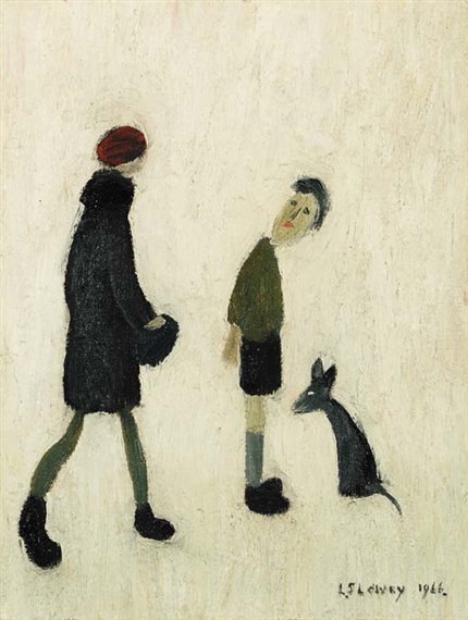 Laurence Stephen Lowry | Figures with a cat (1967) | MutualArt