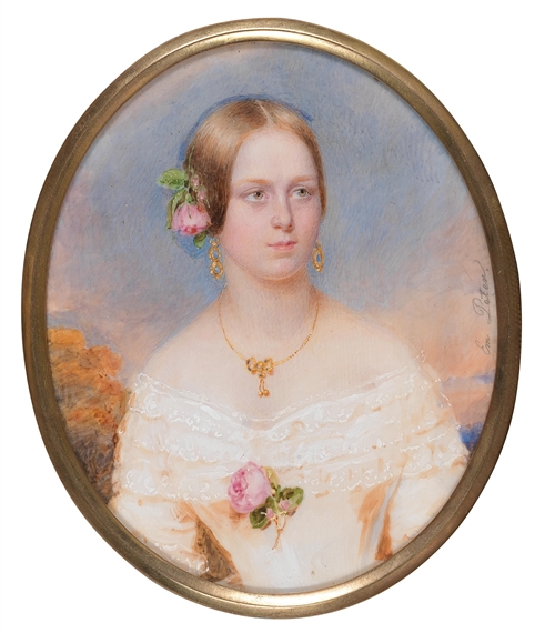 Emanuel Thomas Peter | A portrait of a young girl in white ruched dress ...