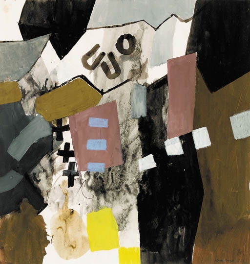 Keith Vaughan | Landscape with Roadsigns (1969) | MutualArt