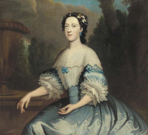 Bardwell Thomas | Portrait of a lady, seated three-quarter-length, in a ...