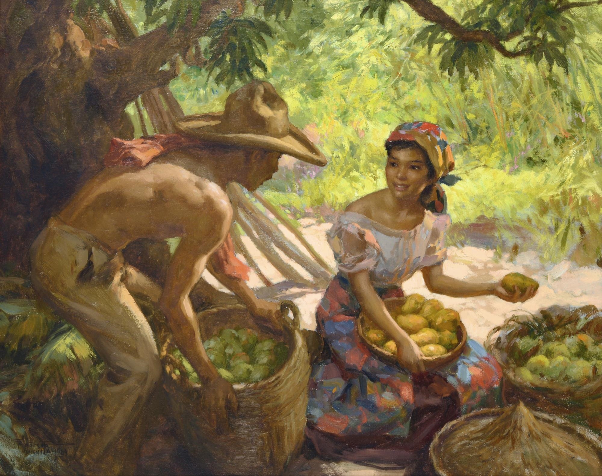Fruit Pickers Harvesting Under The Mango Tree Fernando Amorsolo