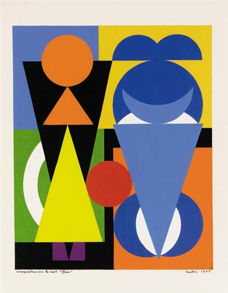 Auguste Herbin | Composition sur le nom ganguilhem (1942) | MutualArt
