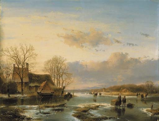 Andreas Schelfhout | Winter in a Haven | MutualArt