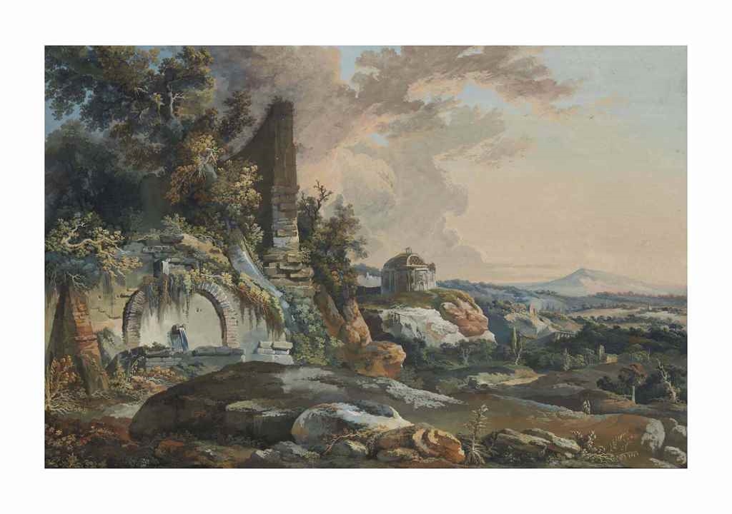 Jean Henry Alexandre Pernet | Fontaine en Ruine dans un Paysage | MutualArt
