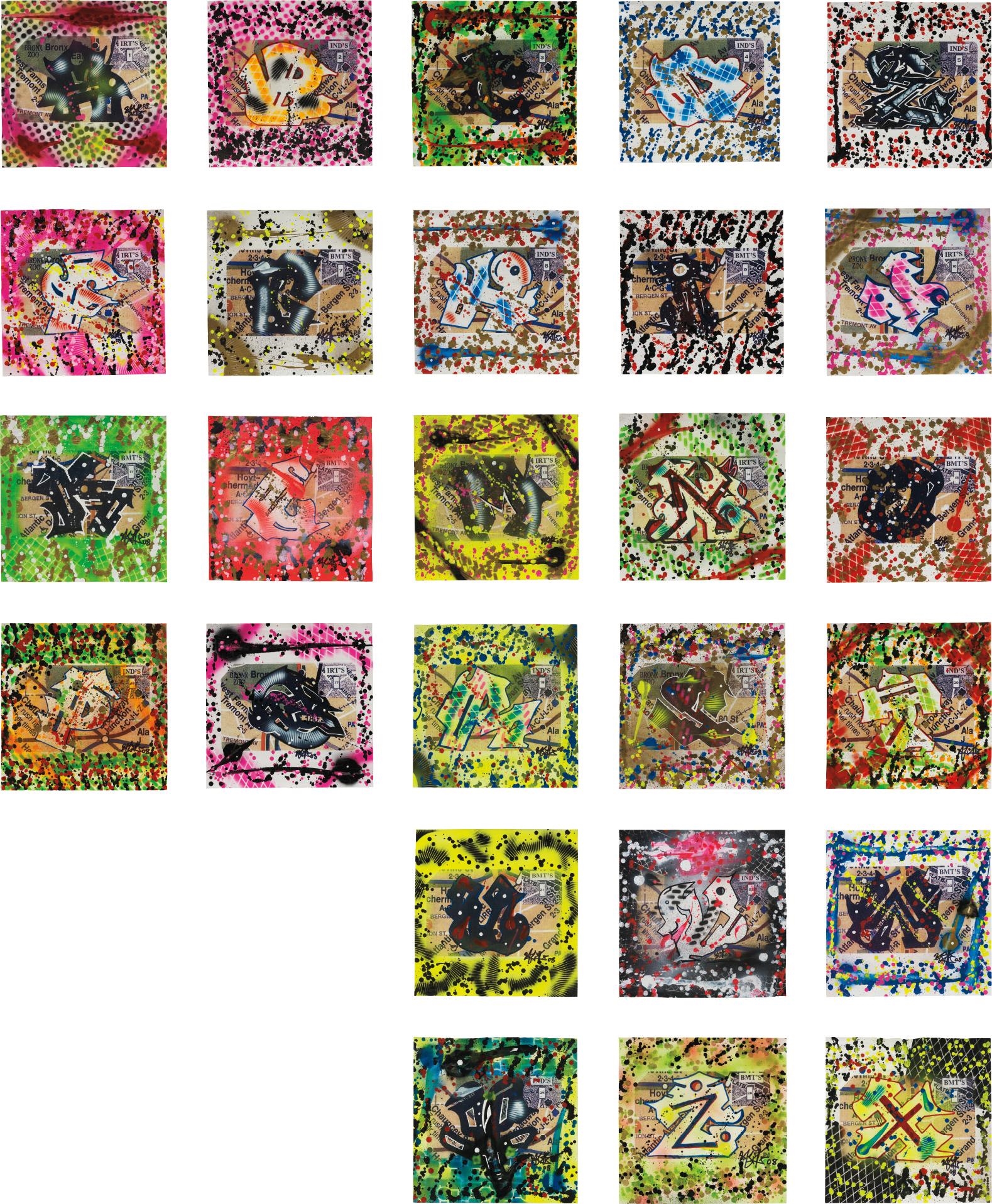 Rammellzee | Wild Style Letter A, B, C, D, E….(26 paintings from letter ...