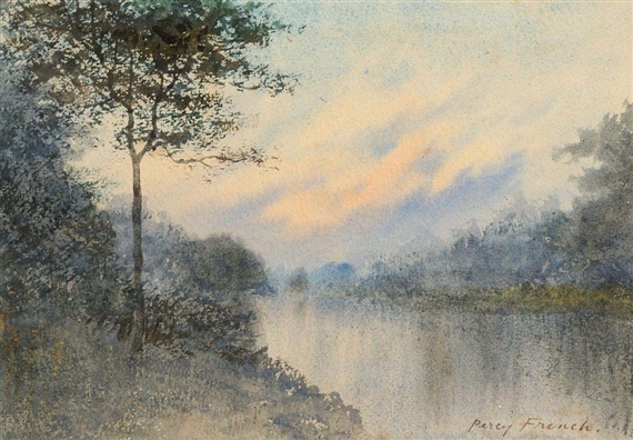William Percy French | Riverscape at Sunset | MutualArt