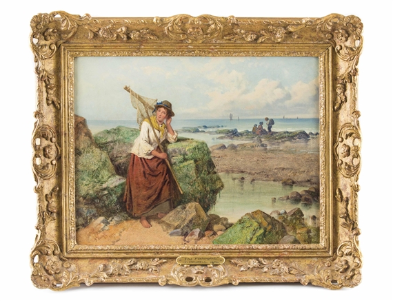 Isaac Henzell | Die junge Shrimps-Fischerin vor Küste (1876) | MutualArt
