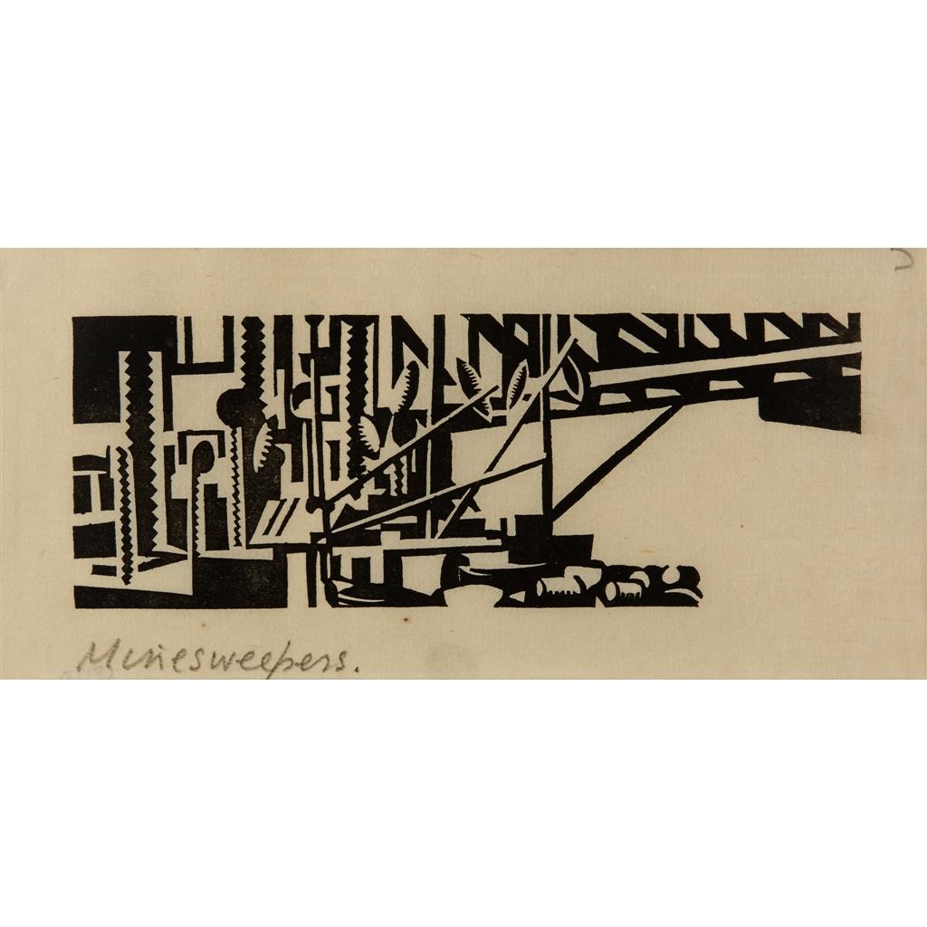 Edward Wadsworth | MINESWEEPERS IN PORT (Circa 1918) | MutualArt