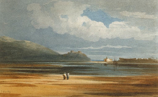John Varley | A view of Harlech Castle, across Traeth Mawr, Wales ...