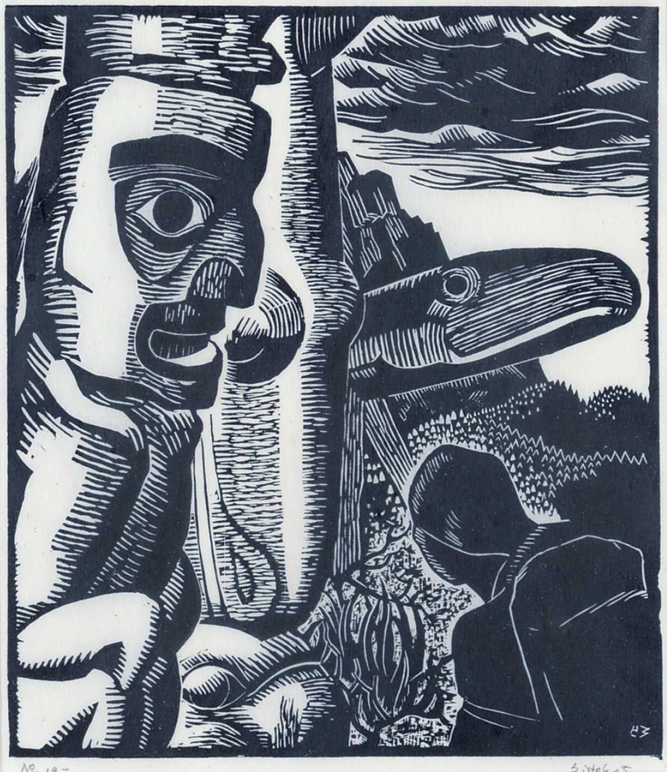 Edwin Holgate | Totem Poles No. 3 #14/18 (1926) | MutualArt