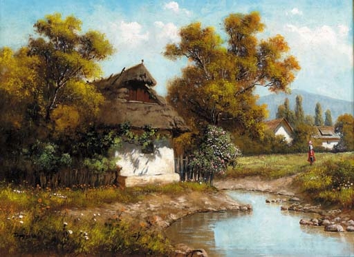 B. Barsi | A peasant girl by a stream | MutualArt