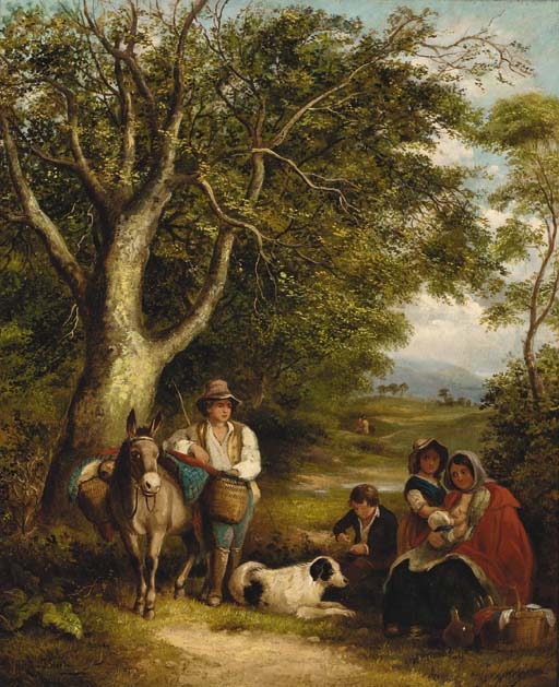 Arthur James Stark | Travellers resting on a wooded track | MutualArt