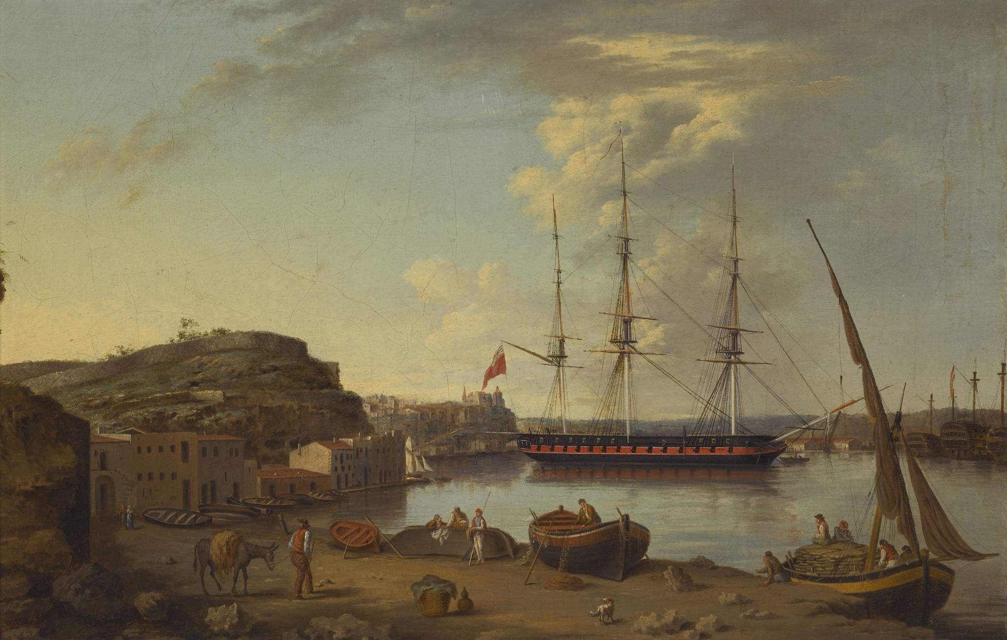 Anton Schranz | A large 52-gun British frigate lying at anchor in Port ...