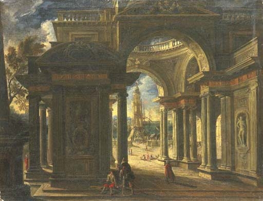 Viviano Codazzi | An architectural capriccio of the loggia of a Baroque ...