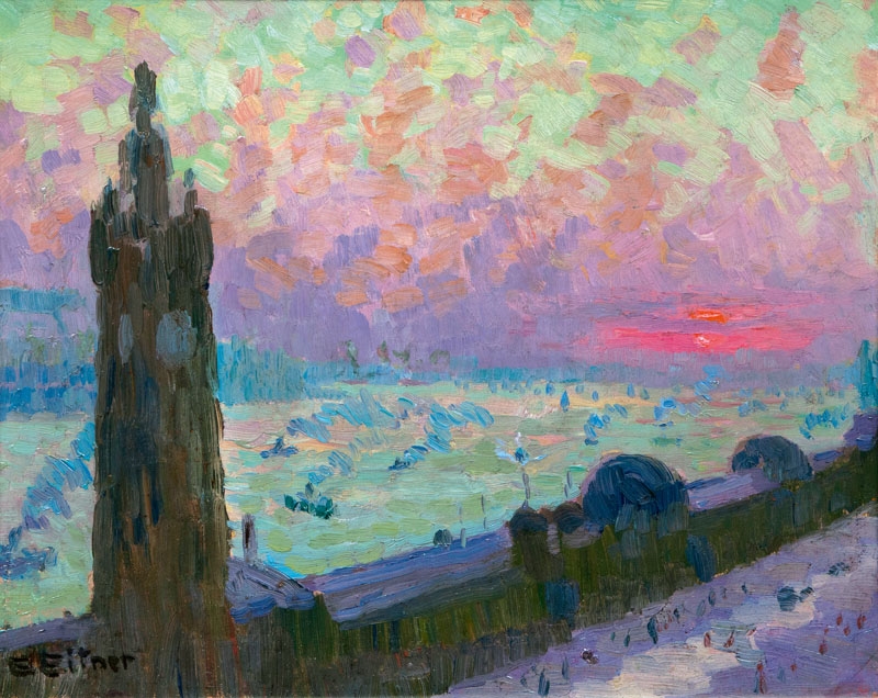 Ernst Wilhelm Eitner | Sunset over the Port of Hamburg | MutualArt