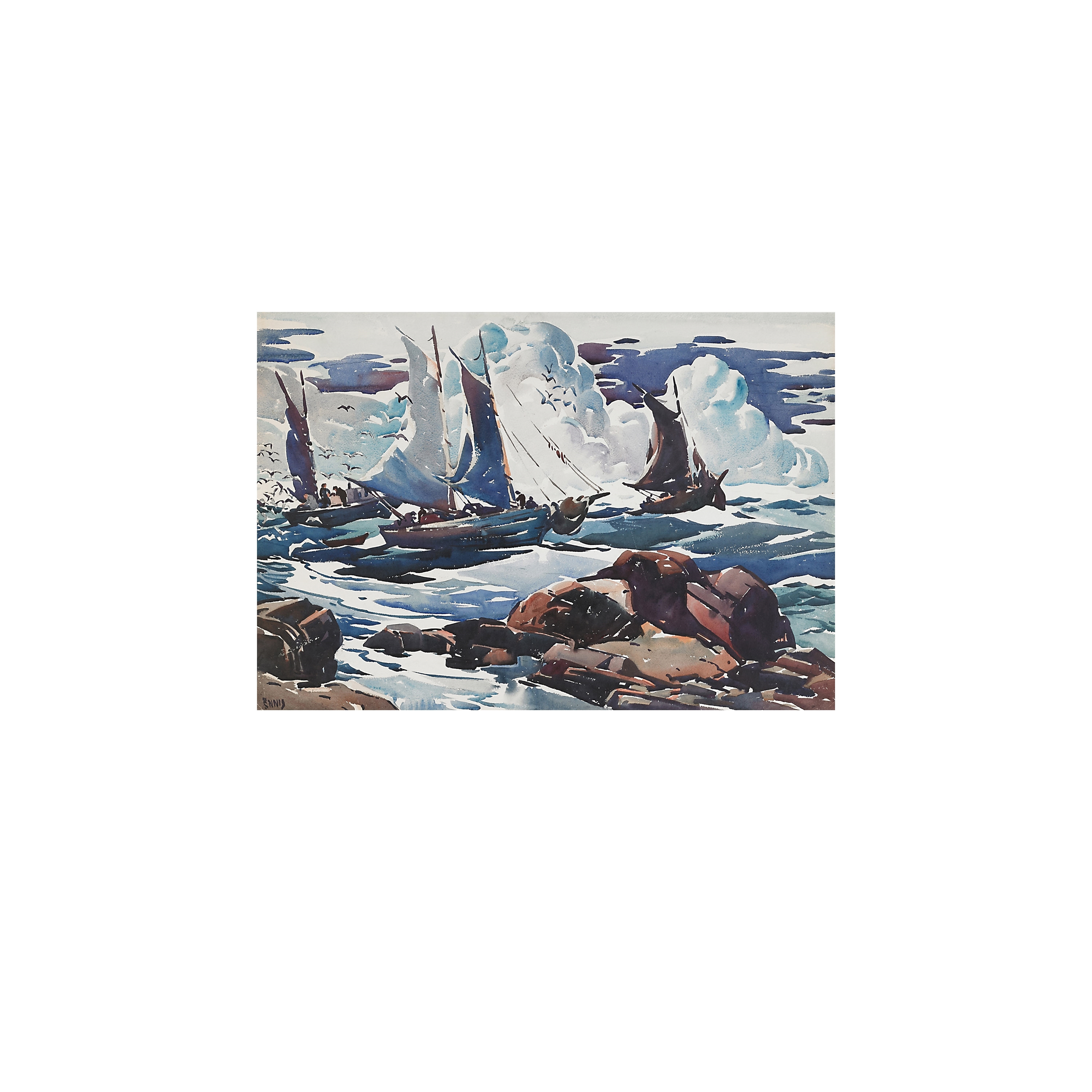 George Pearce Ennis | Untitled (Rocks & Boats) (Circa 1920) | MutualArt