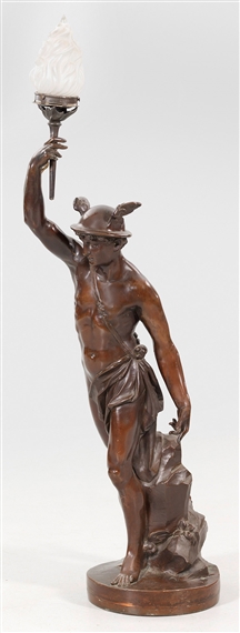 Charles Théodore Perron | Große Merkur-Statue als Stehlampe | MutualArt